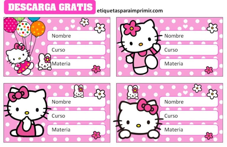 Etiquetas Escolares Hello Kitty Etiquetas para imprimir