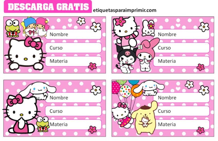 Etiquetas Escolares Hello Kitty Etiquetas para imprimir