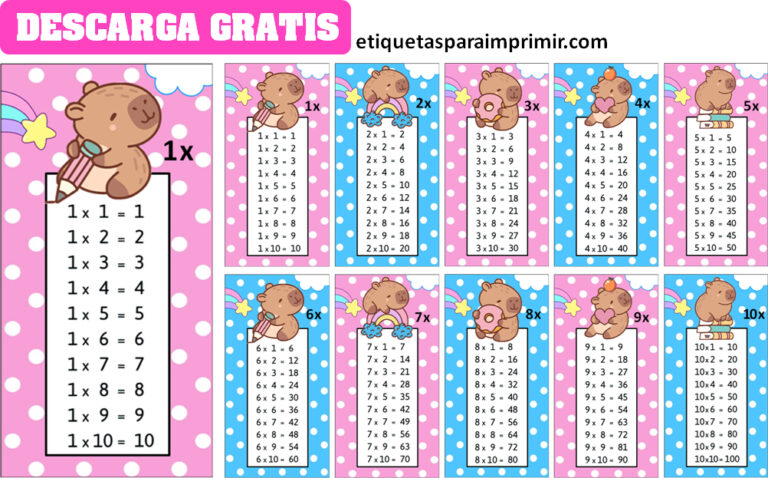 Etiquetas escolares de Capibara Etiquetas para imprimir